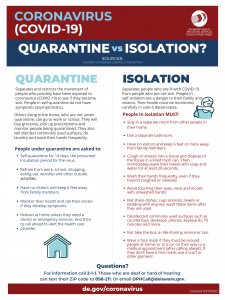 What is quarantine and isolation? - Delaware's Coronavirus Official Website